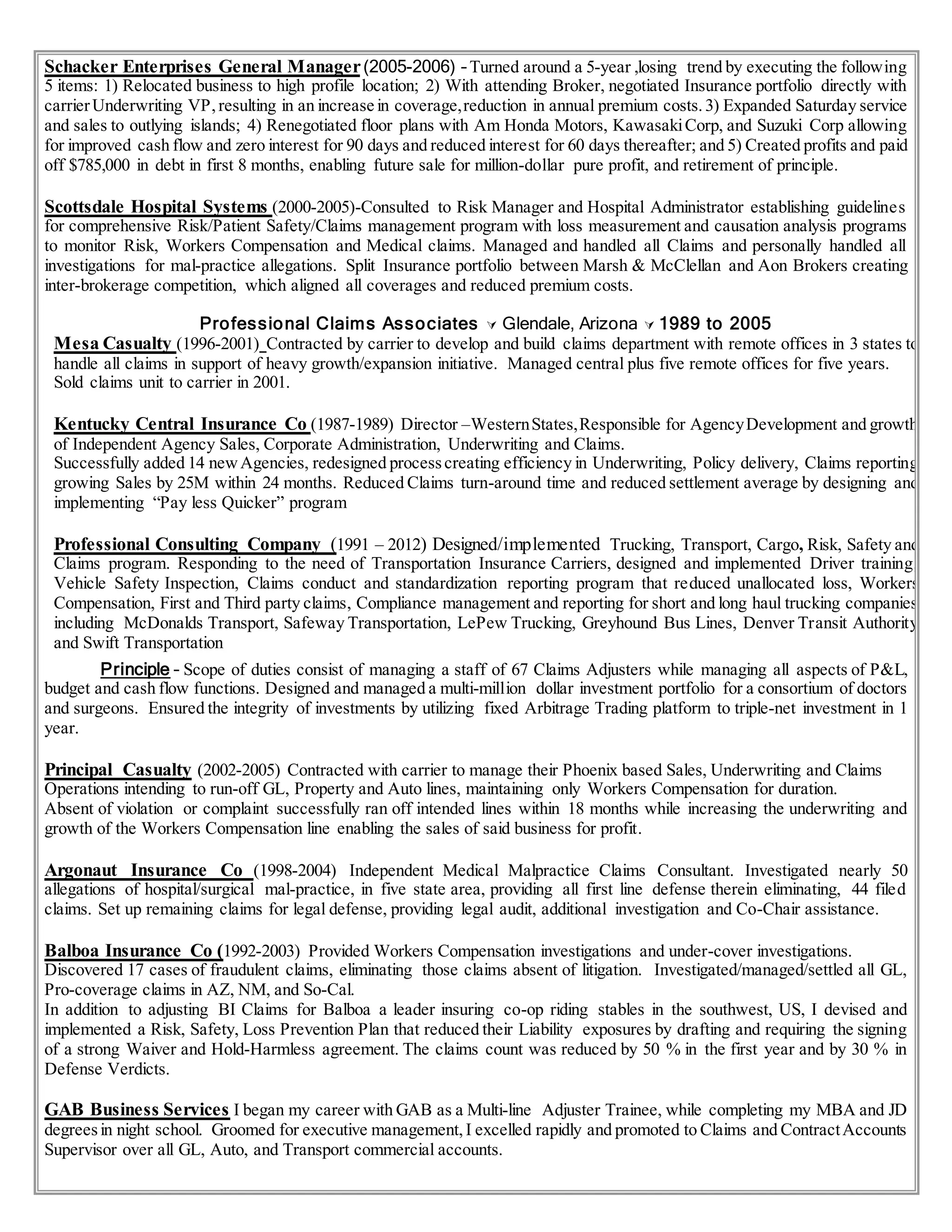 VP Insurance OperationsClaims-risk | DOCX