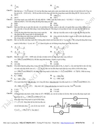 400 câu trắc nghiệm điện xoay chiều | PDF