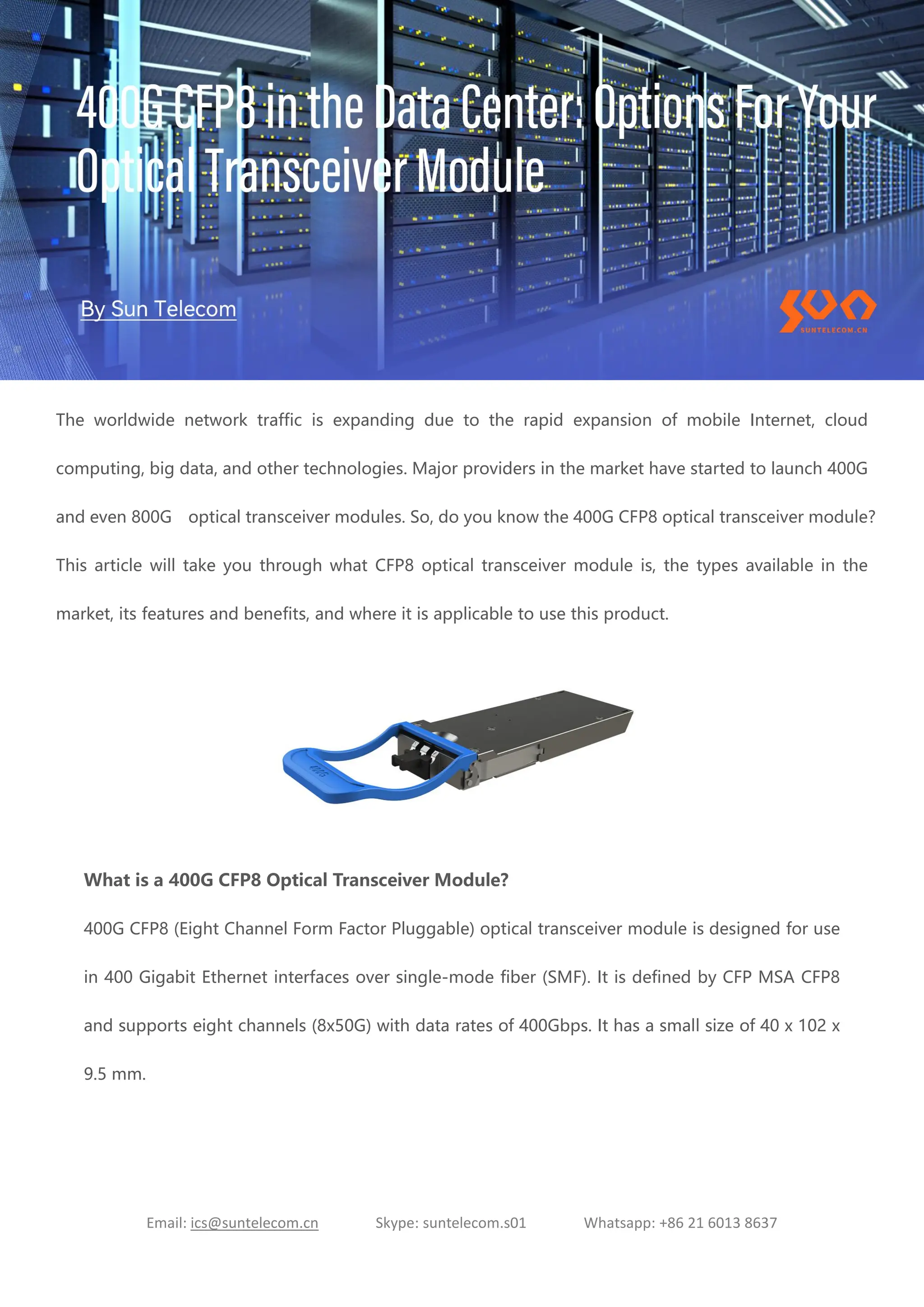 400G CFP8 in the Data Center Options For Your Optical Transceiver ...