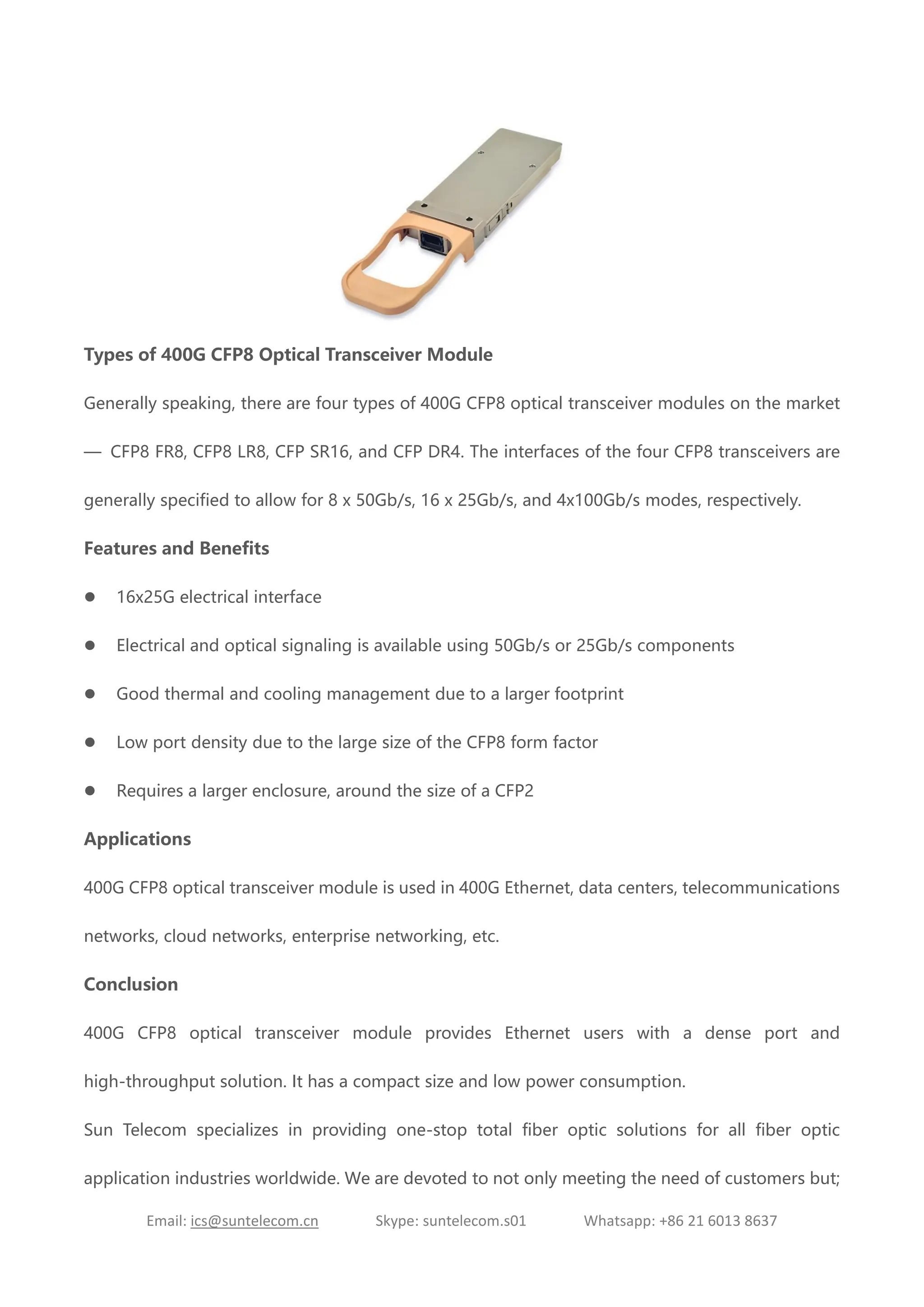 400G CFP8 in the Data Center Options For Your Optical Transceiver ...