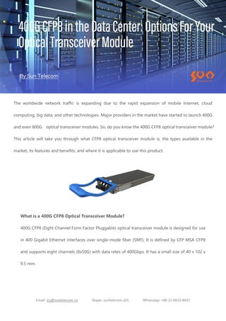 400G CFP8 in the Data Center Options For Your Optical Transceiver ...