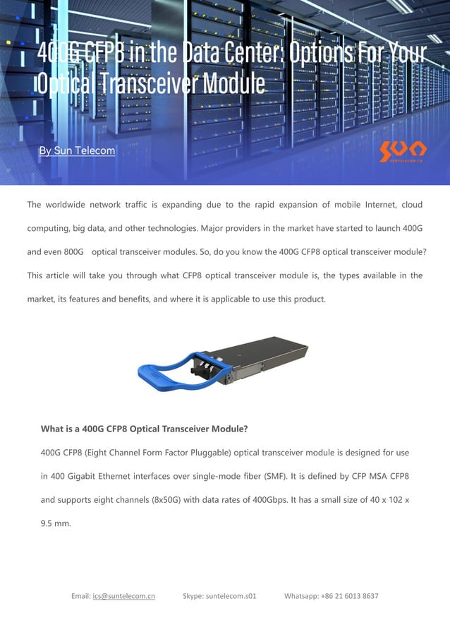 400G CFP8 in the Data Center Options For Your Optical Transceiver ...