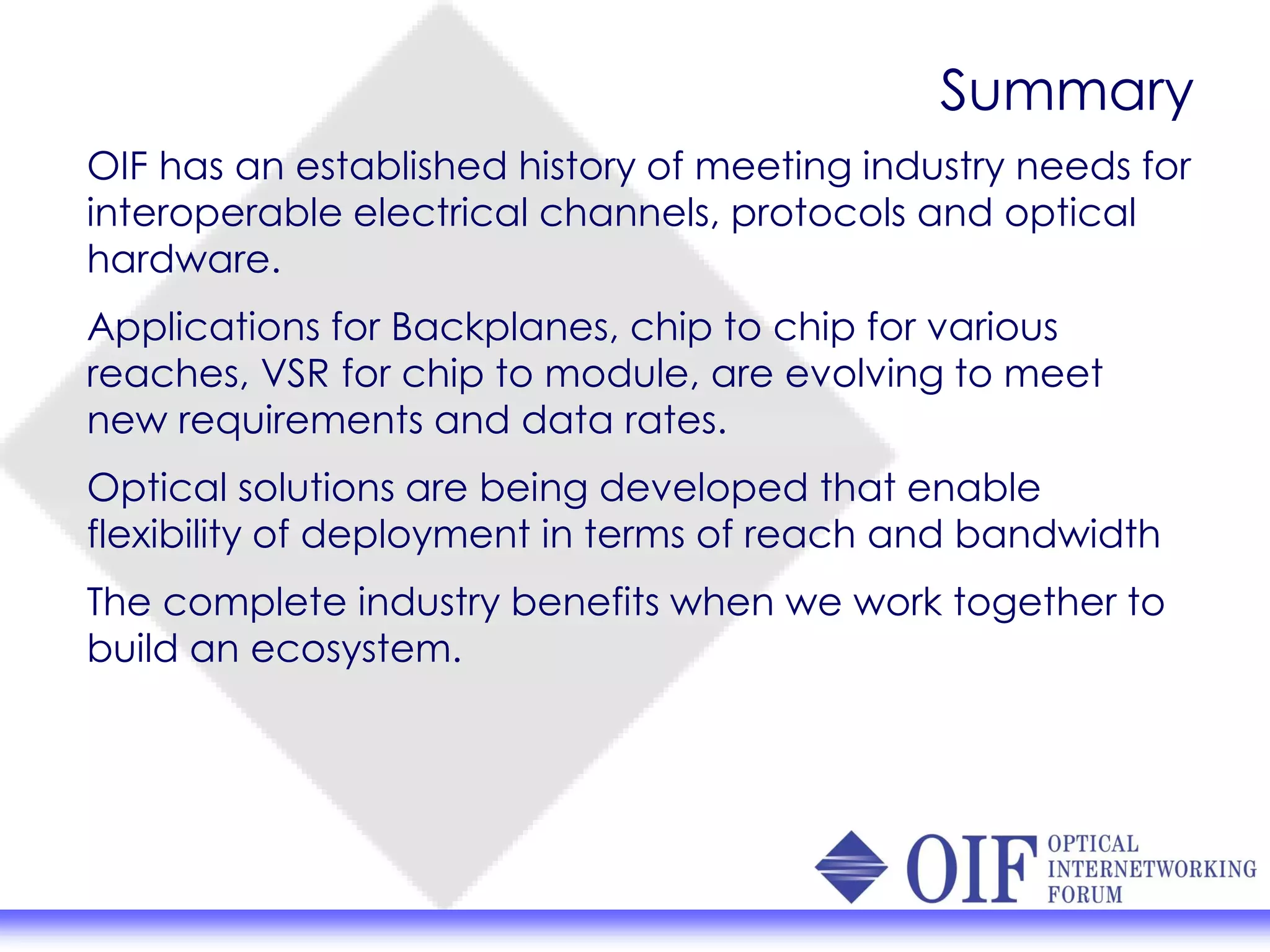 OIF on 400G for Next Gen Optical Networks Conference | PPT