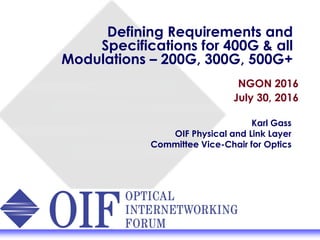 OIF on 400G for Next Gen Optical Networks Conference | PDF