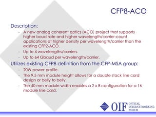 OIF on 400G for Next Gen Optical Networks Conference | PPT