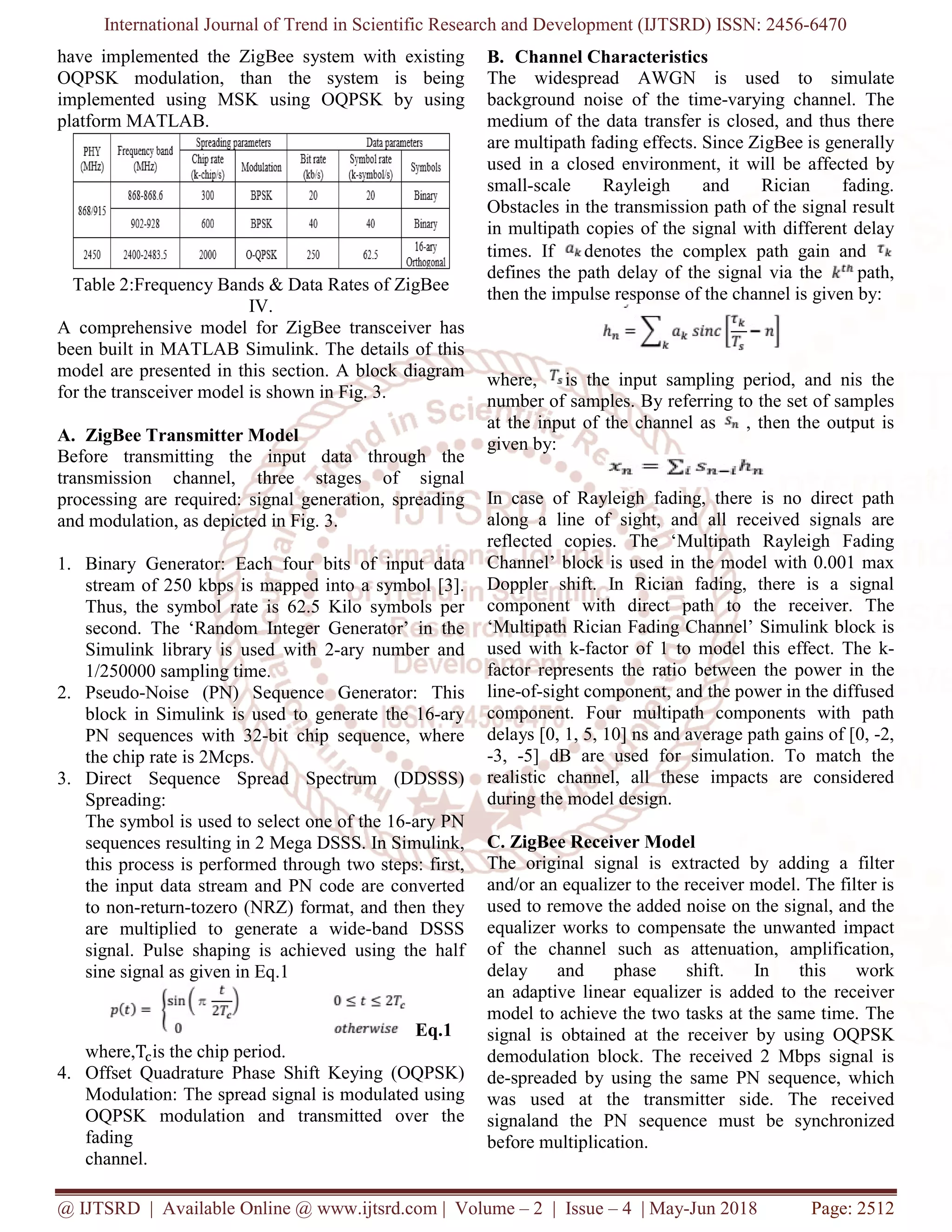 Implementation Of Msk Modulation Scheme For Zigbee System Ieee 802154 Physical Layer Pdf