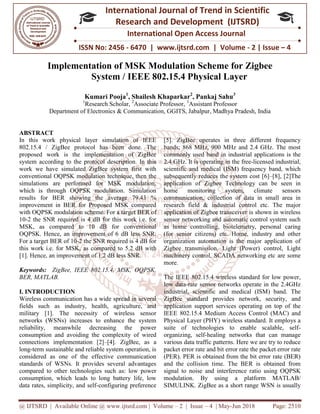 Implementation of MSK Modulation Scheme for Zigbee System / IEEE 802.15.4 Physical Layer | PDF