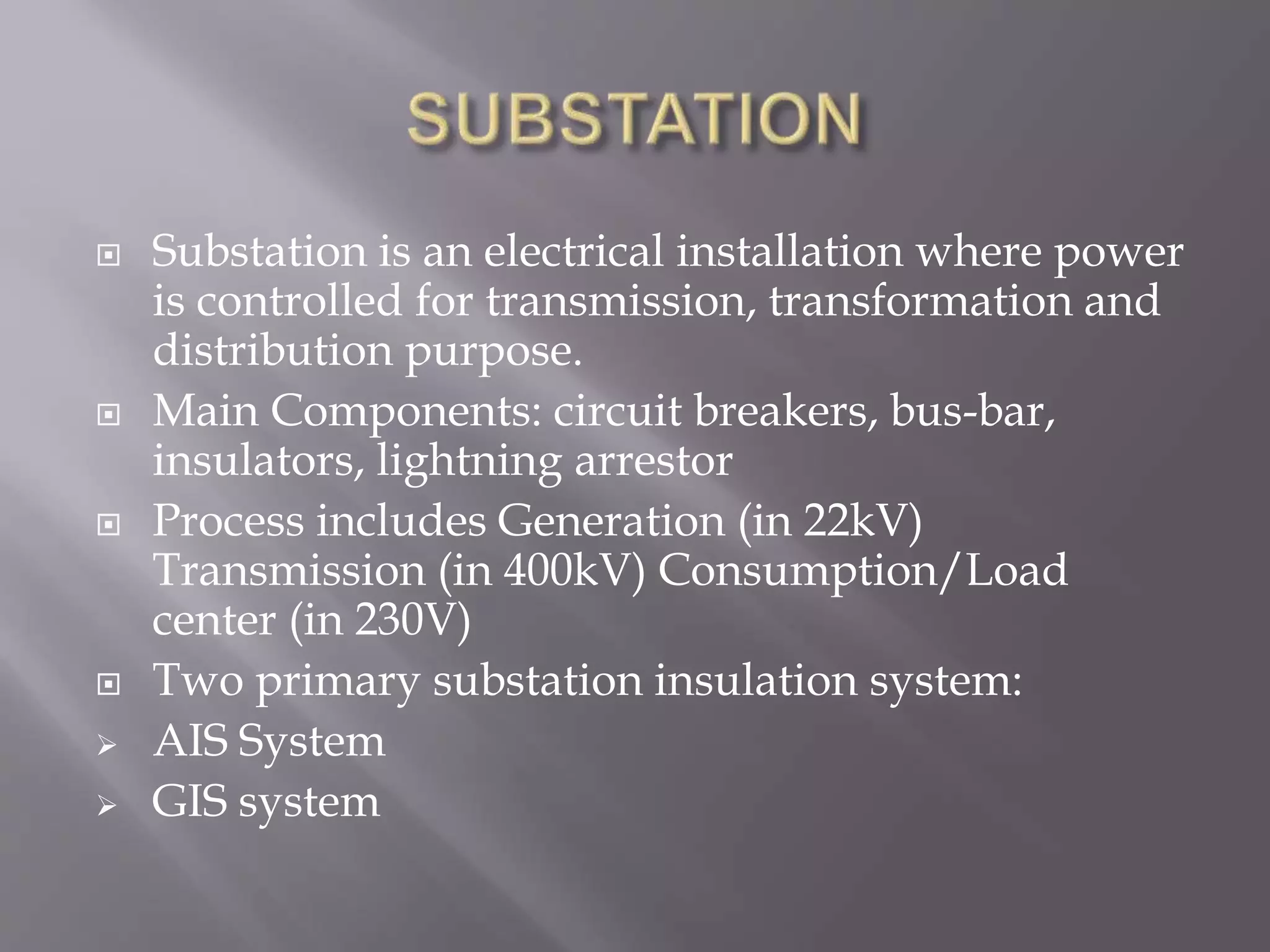 GIS substation Information (Detailed Report) | PPTX
