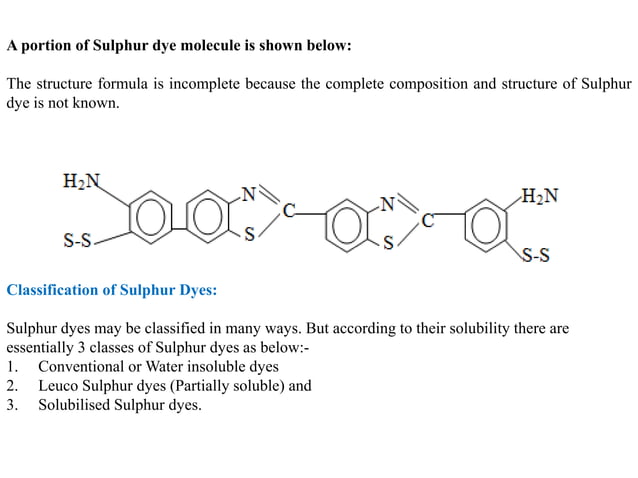 wet processing engineering( dyes) Sulphur dye | PPT