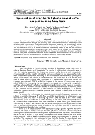 Optimization of smart traffic lights to prevent traffic congestion ...