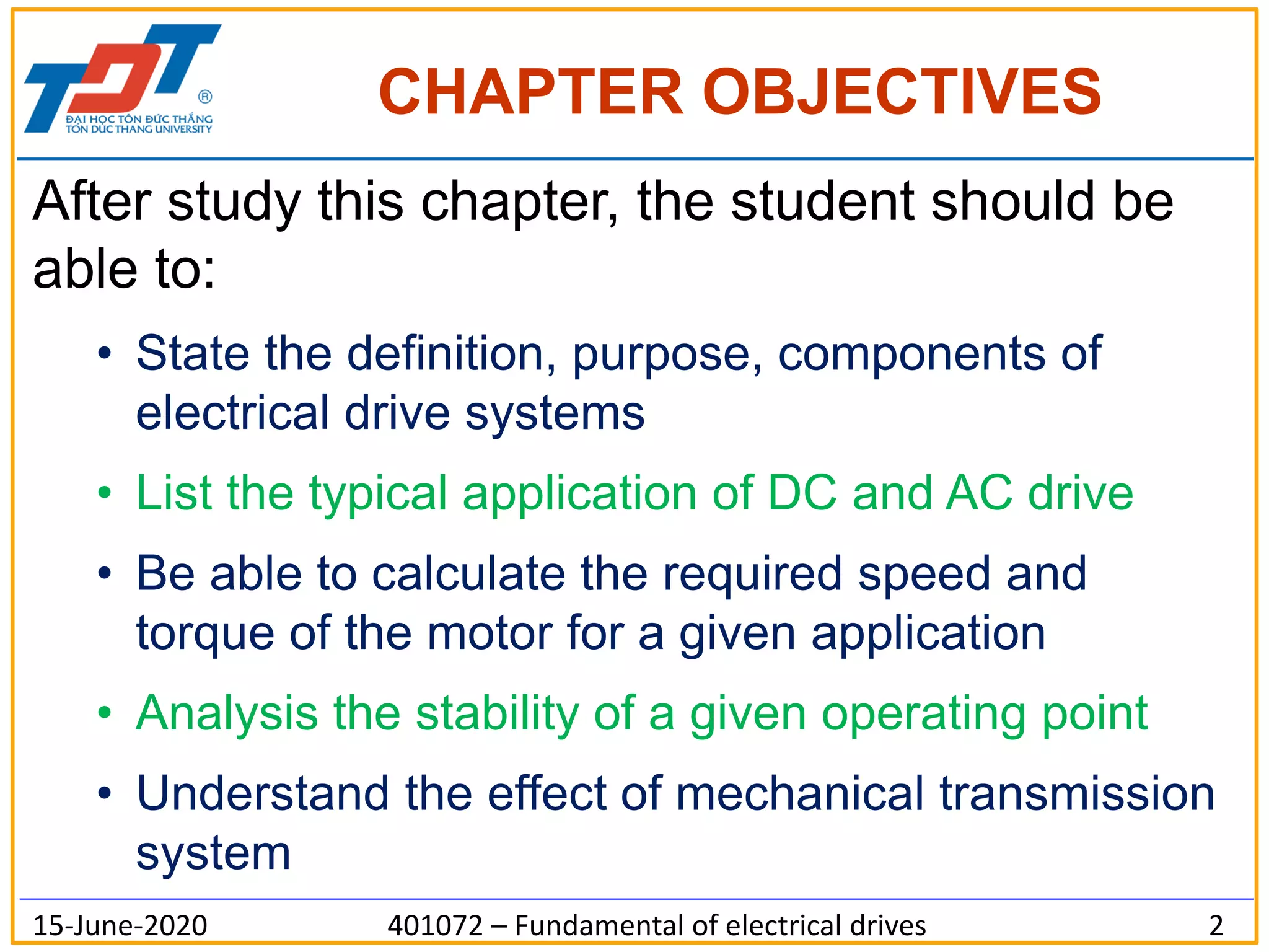 401072 chapter 1 fundamental of electrical drives | PDF