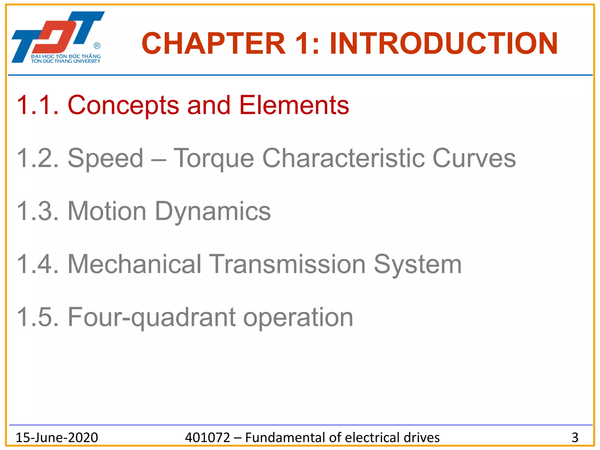 401072 chapter 1 fundamental of electrical drives | PDF