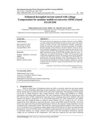 Enhanced decoupled current control with voltage compensation for modular multilevel converter ...