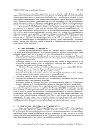 Encrypting an audio file based on integer wavelet transform and hand geometry | PDF