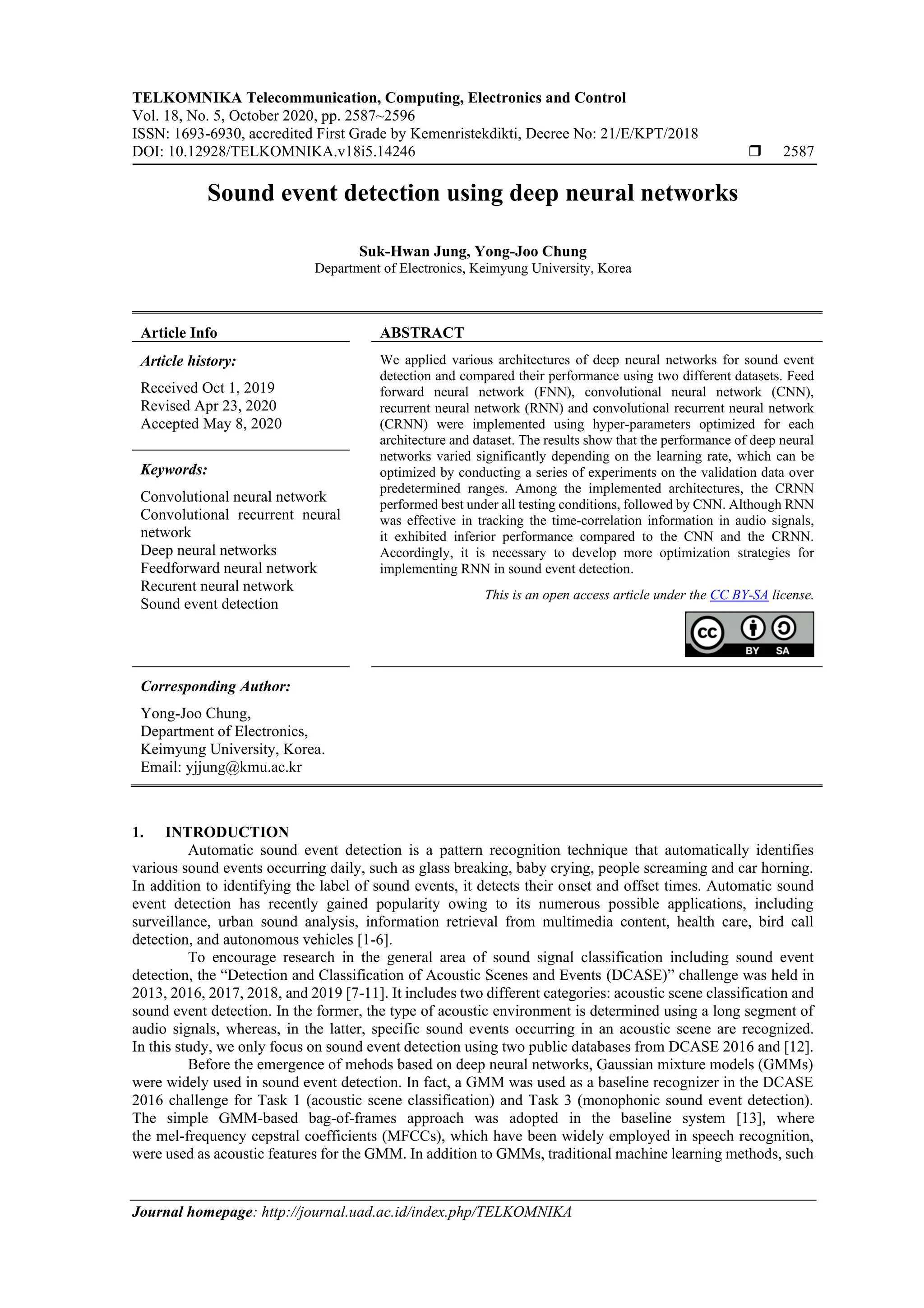 Sound Event Detection Using Deep Neural Networks Pdf