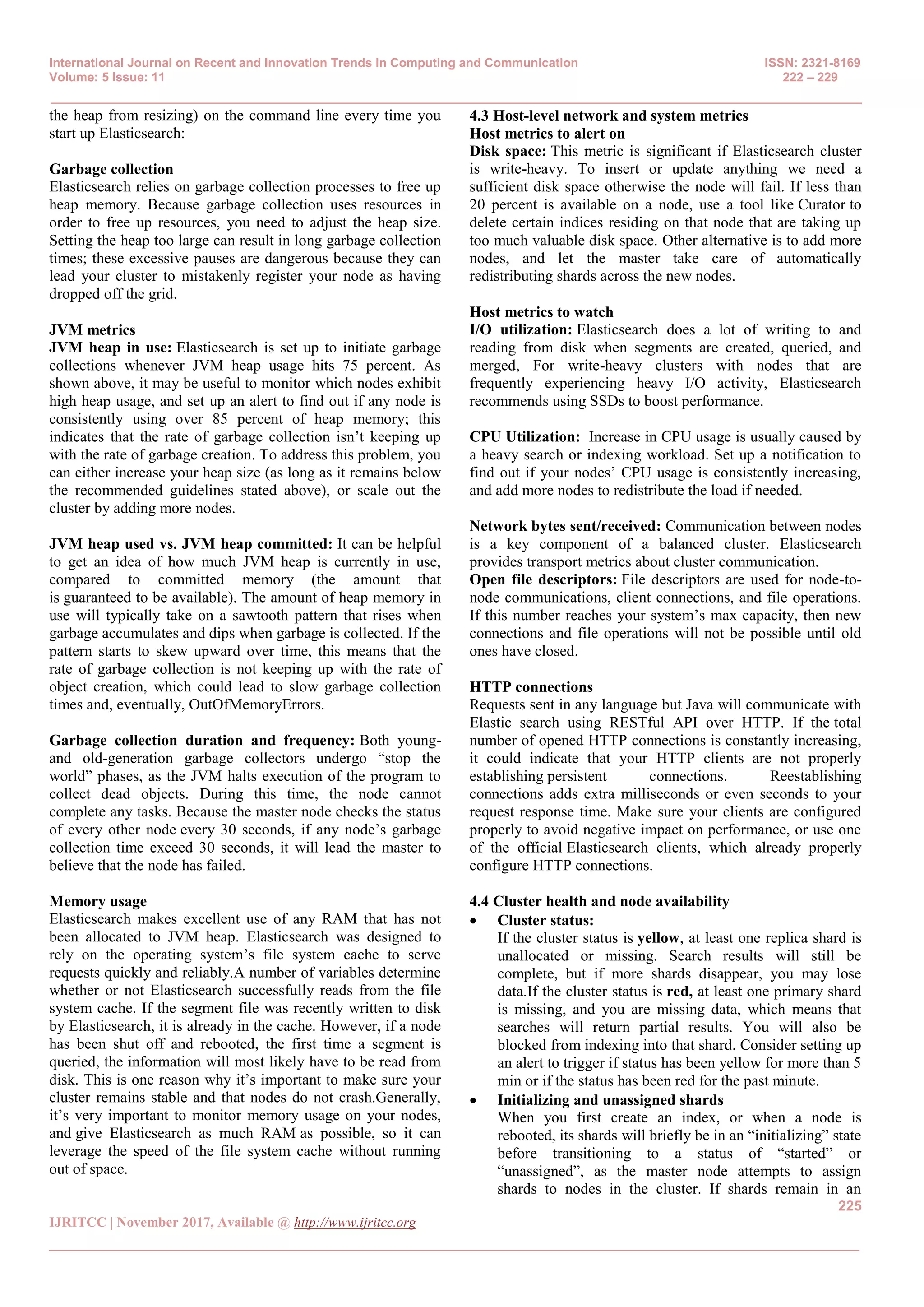 A Review of Elastic Search: Performance Metrics and challenges | PDF