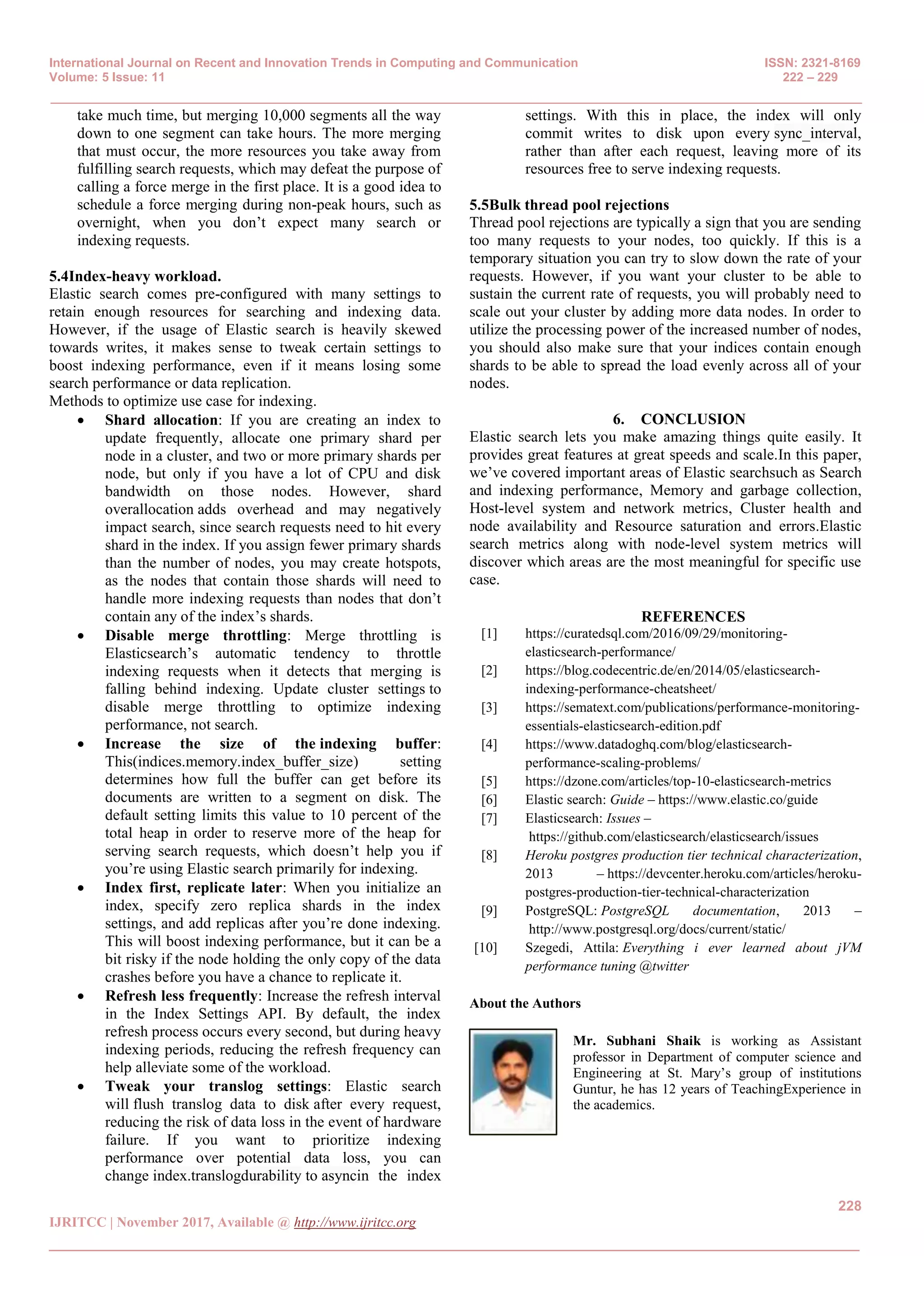 A Review of Elastic Search: Performance Metrics and challenges | PDF