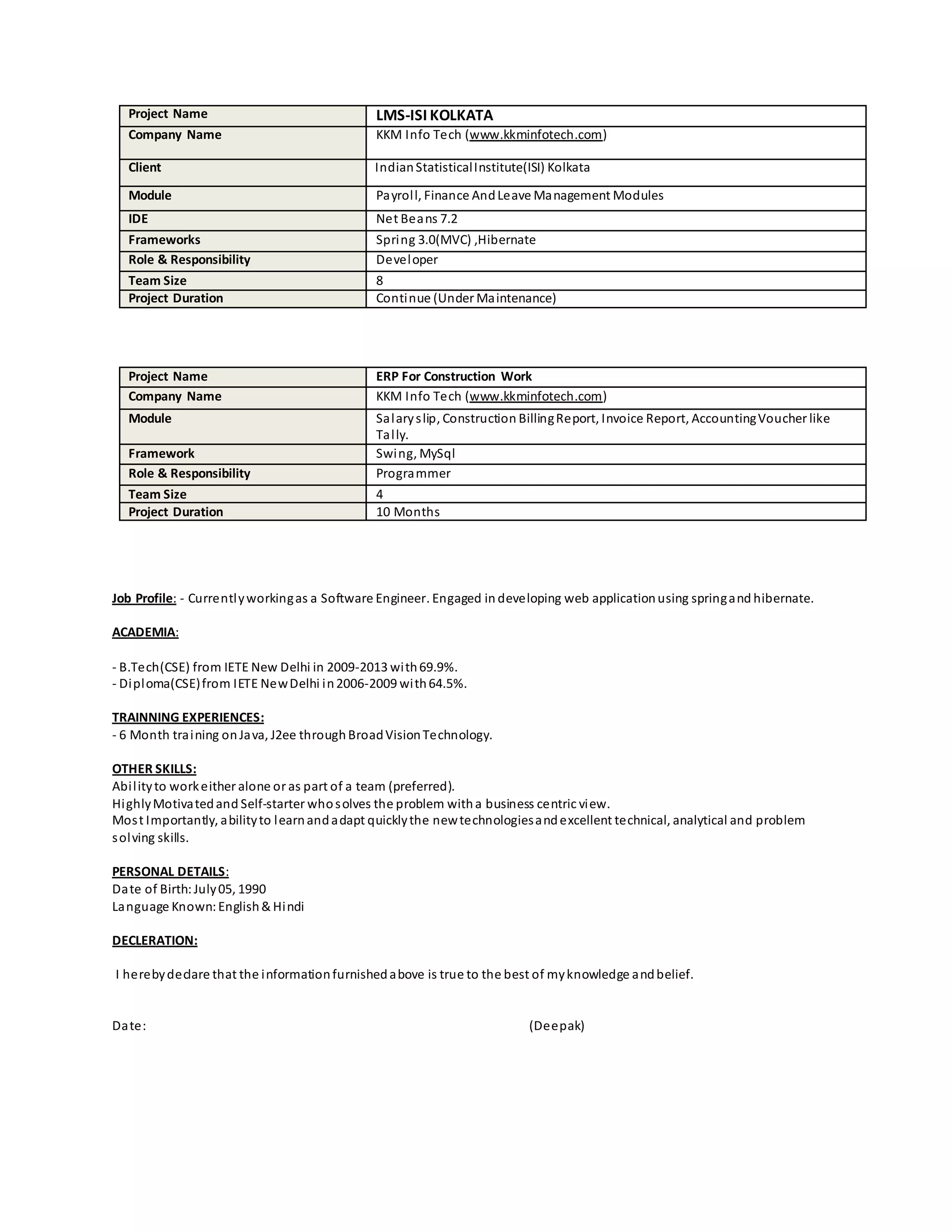 DResume | DOCX | Web Development | Internet