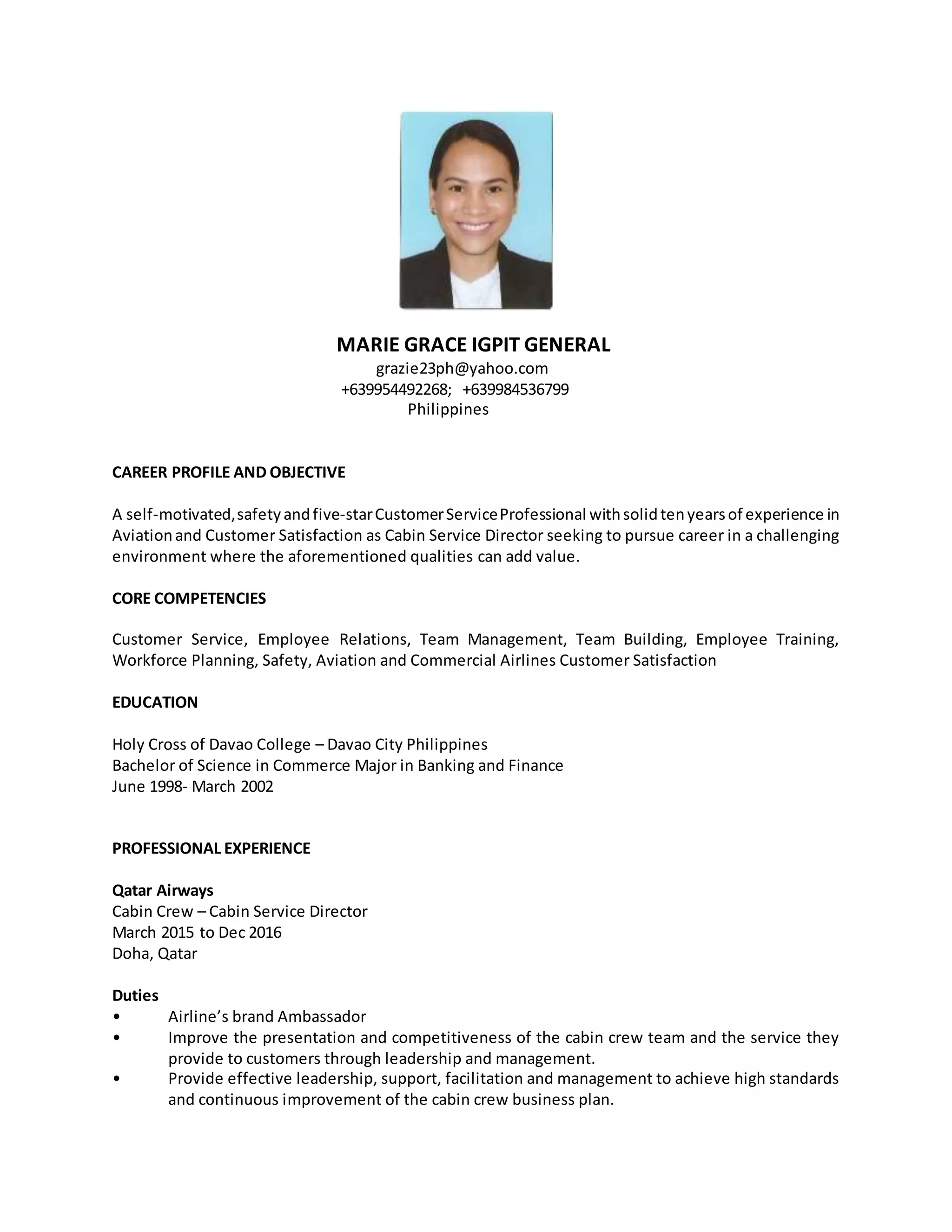 NEW CV with New PIC-MARIE GRACE IGPIT GENERA1 | DOCX | Air Travel | Travel Type