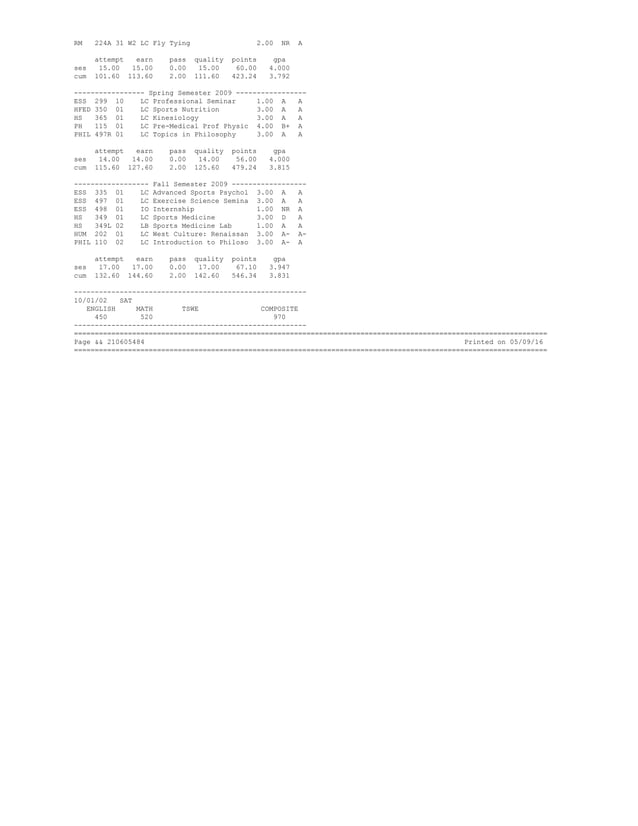 BYU Transcript | PDF