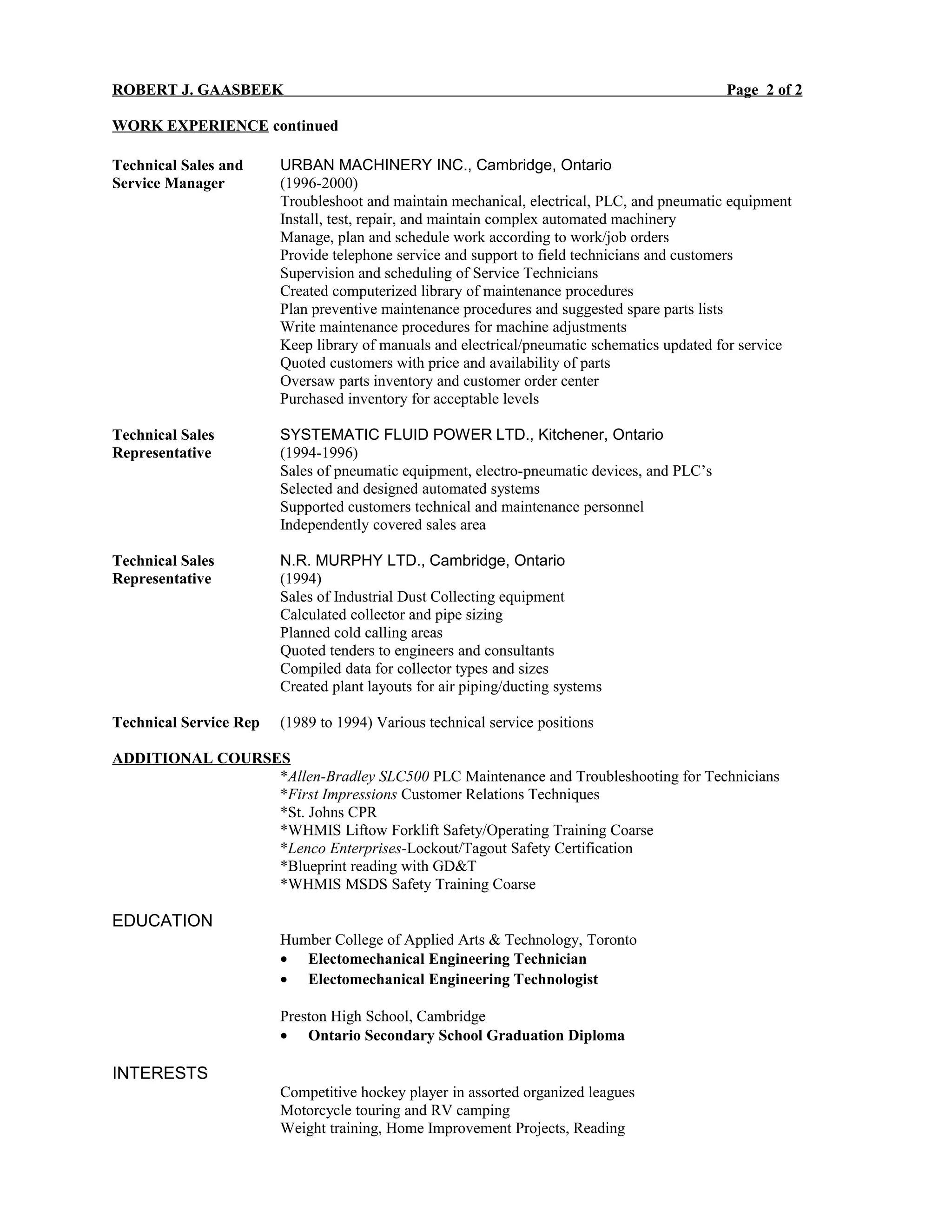 resume Robert J Gaasbeek 2016 | PDF