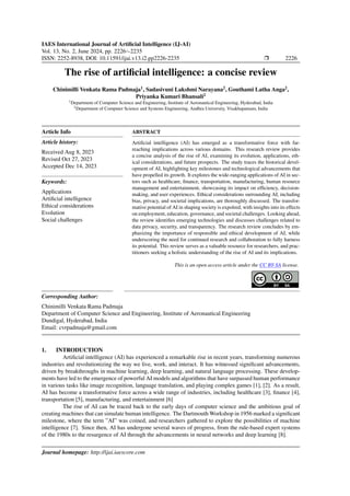 The rise of artificial intelligence: a concise review | PDF