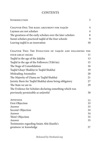 Understanding Taqlid Following One of The Four Great Imams | PDF