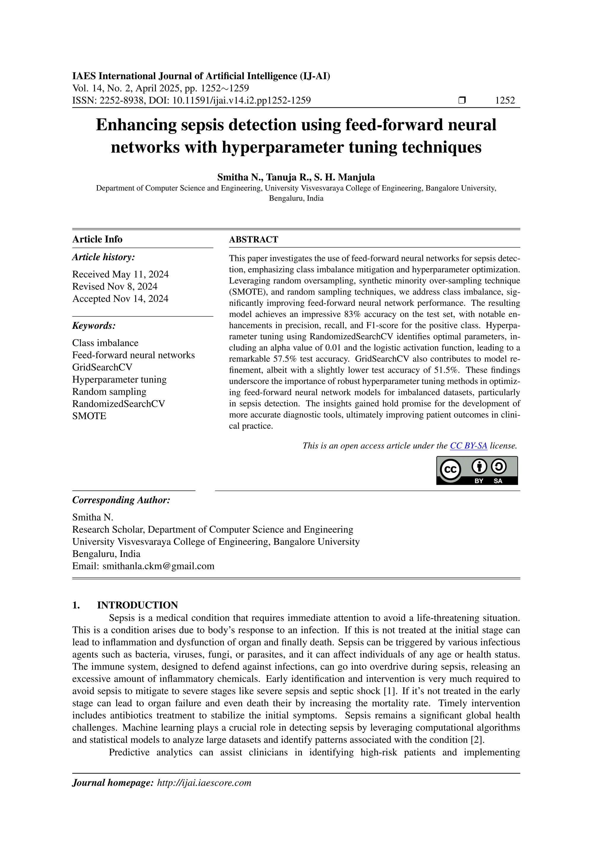 Enhancing sepsis detection using feed-forward neural networks with ...