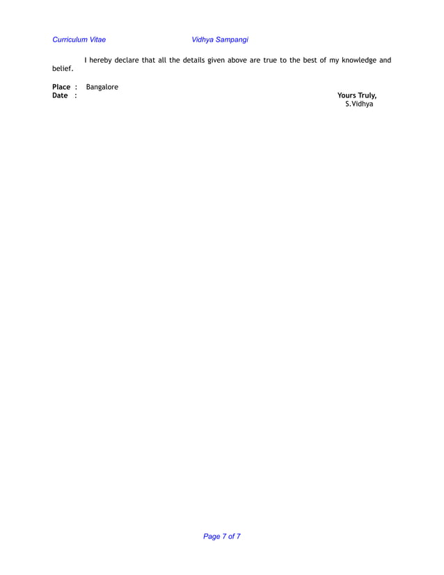 Vidhya S _Profile | PDF