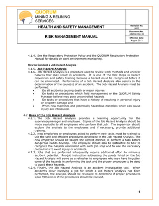QMRS OSH 06 RISK MANUAL | PDF