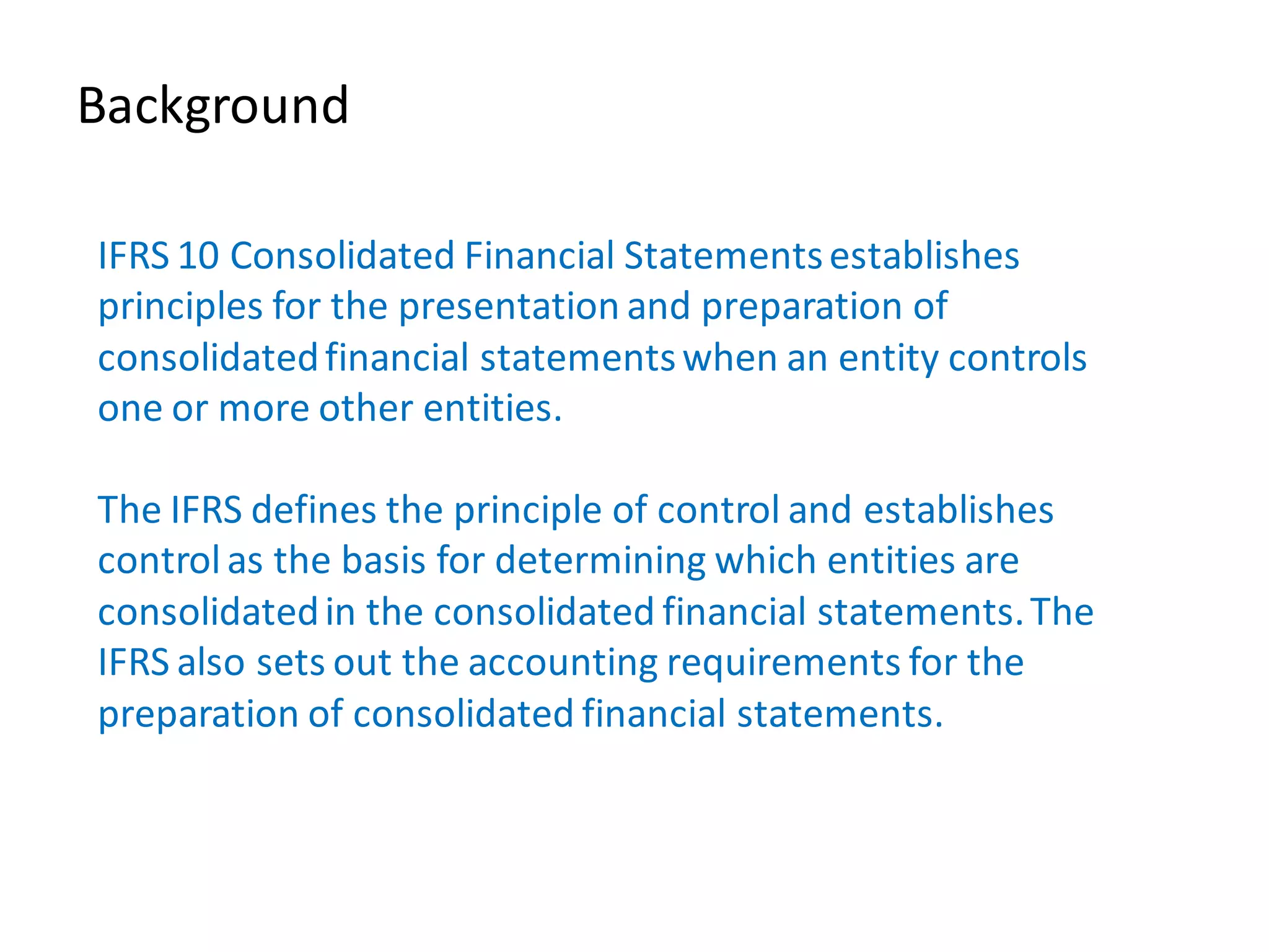 IFRS 10. Consolidated Financial Statements. Presentation. | PDF