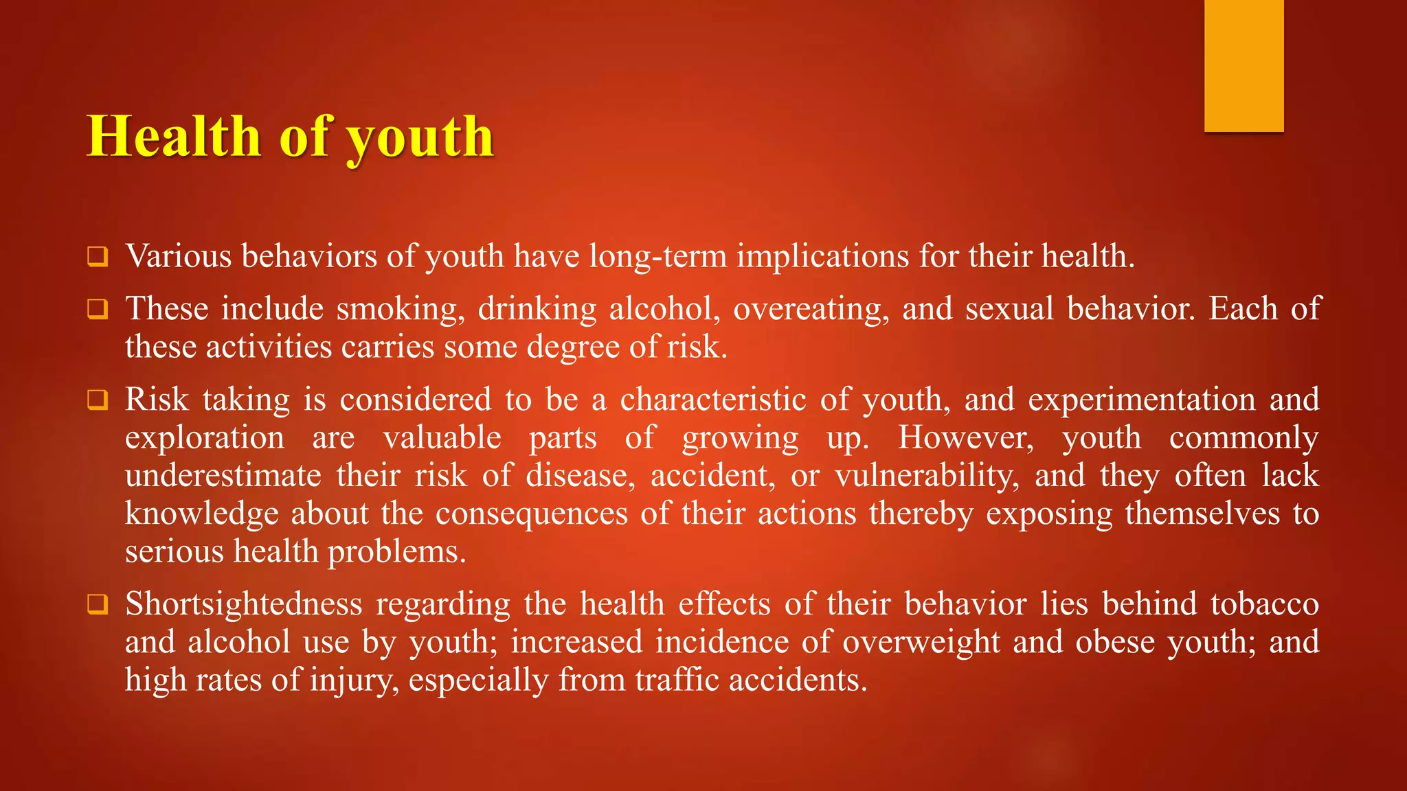 Youth lifestyle, problems, needs and challenges | PPTX