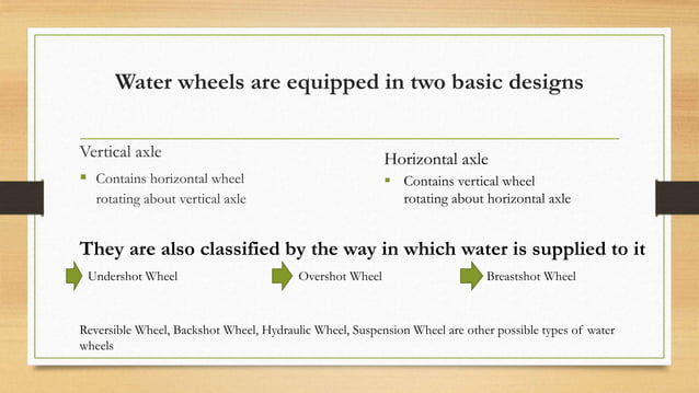 History and Development of water wheels | PPTX | Science