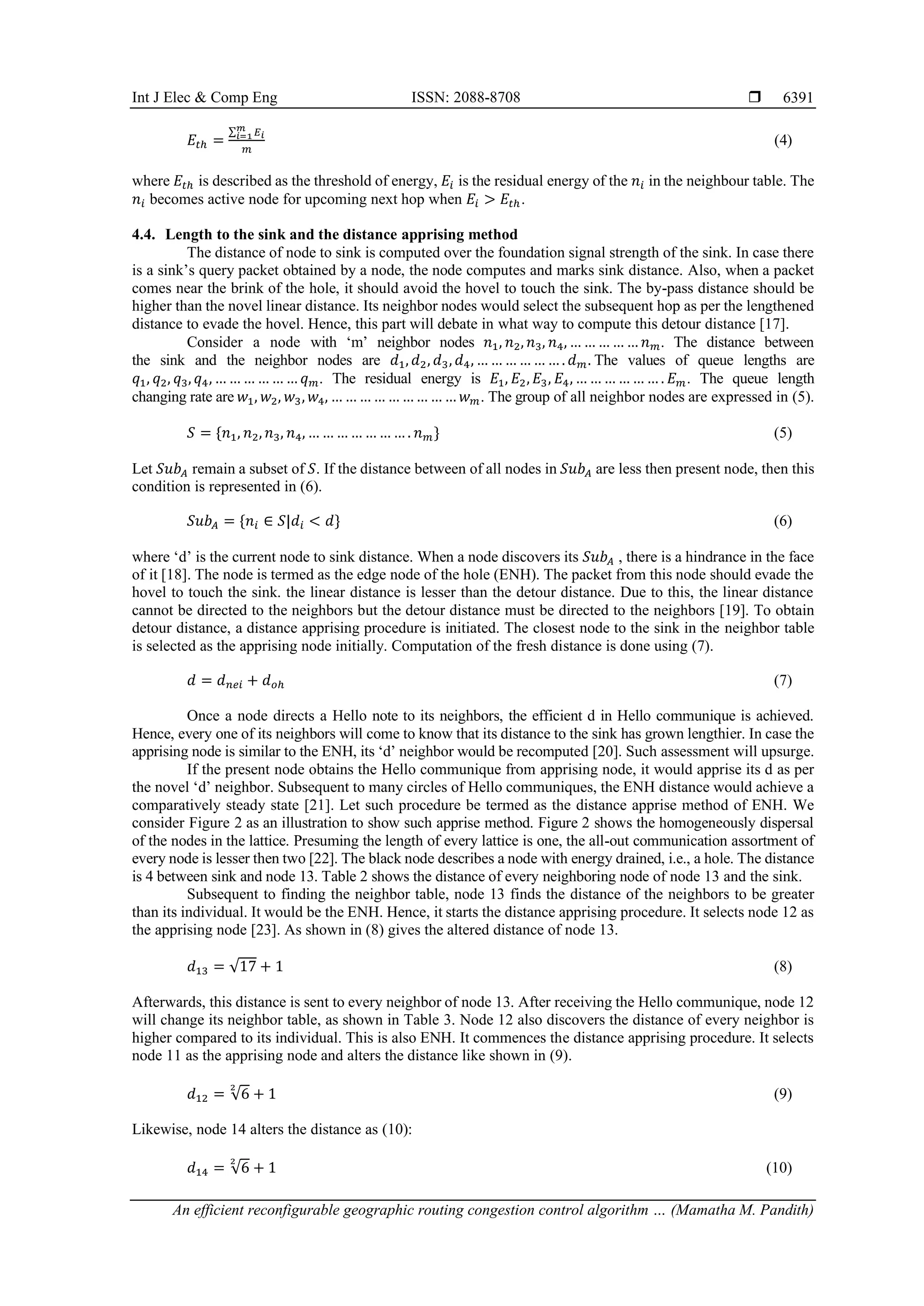 An Efficient Reconfigurable Geographic Routing Congestion Control Algorithm For Wireless Sensor
