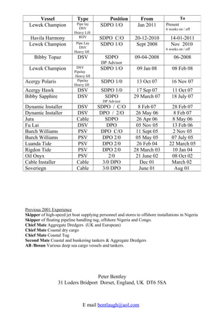 P Bentley SDPO (CV) | DOC