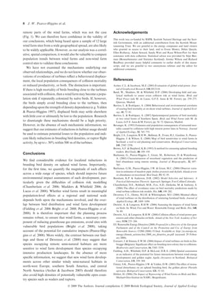 Pearce-Higgins et al. 2009. Distribution of breeding birds around upland wind farms | PDF