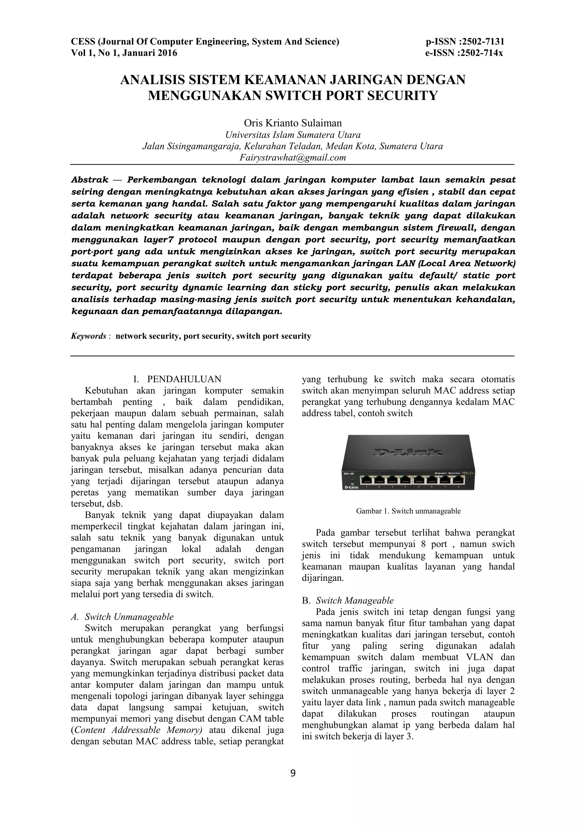 Jurnal Analisis sistem keamanan jaringan | PDF