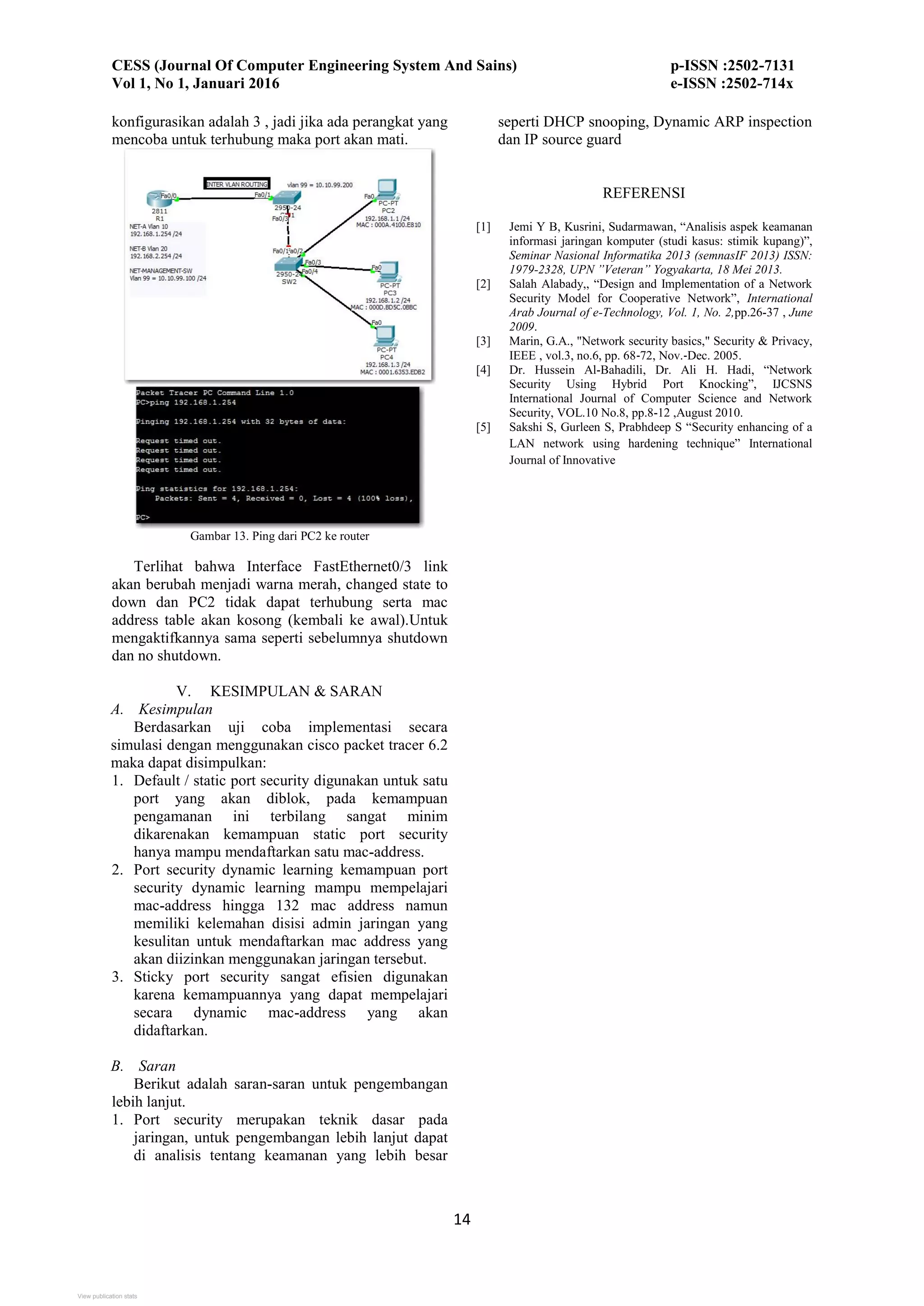 Jurnal Analisis sistem keamanan jaringan | PDF