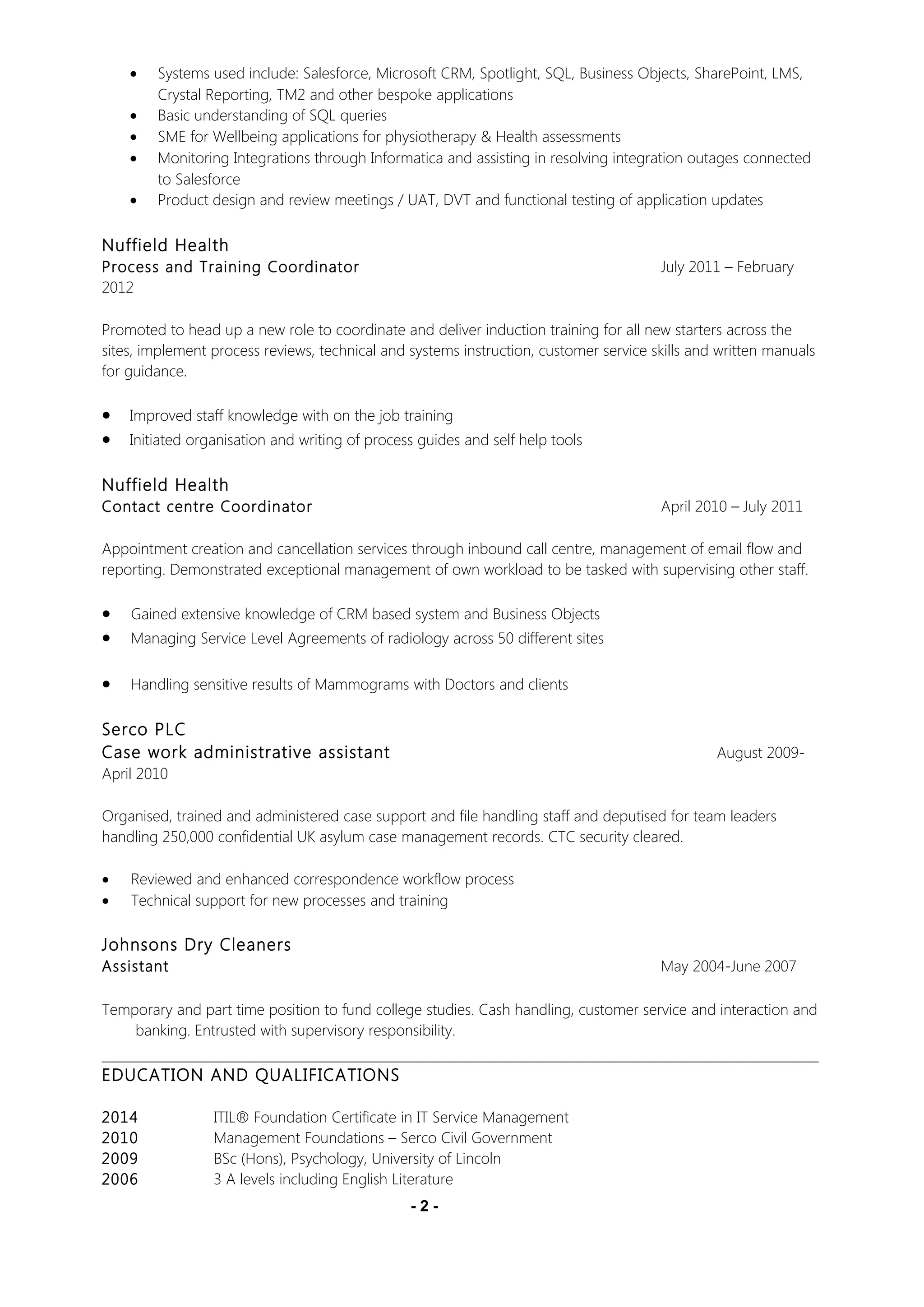 Francesca Moore CV 2015 | DOC