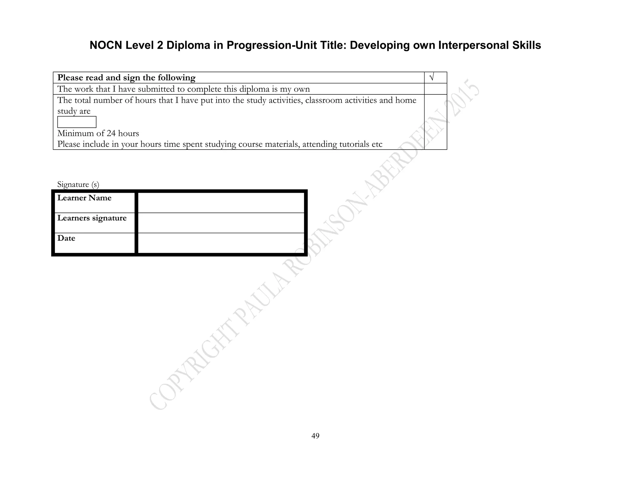 Learner portfolio developing own interpersonal skills | PDF