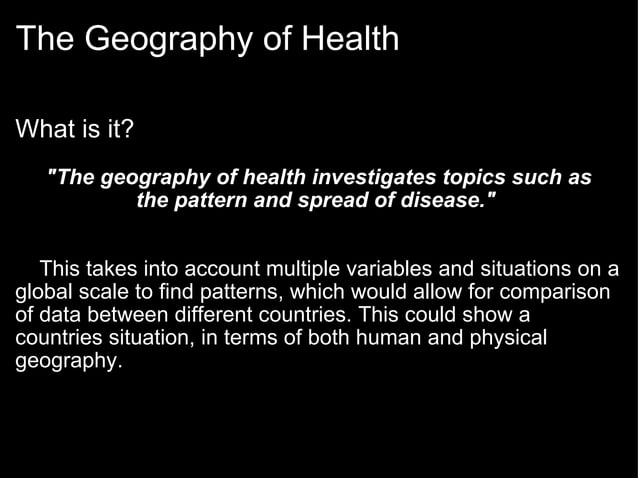 Geography of Health | PPT | Geography | Science