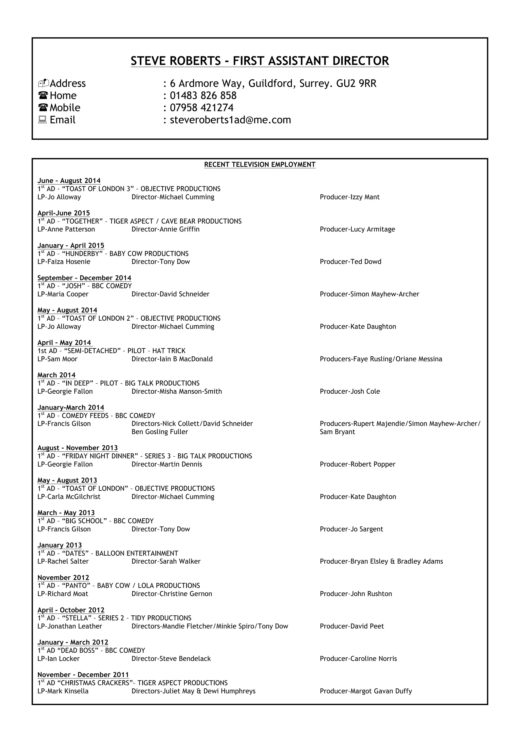 Steve Roberts CV | PDF