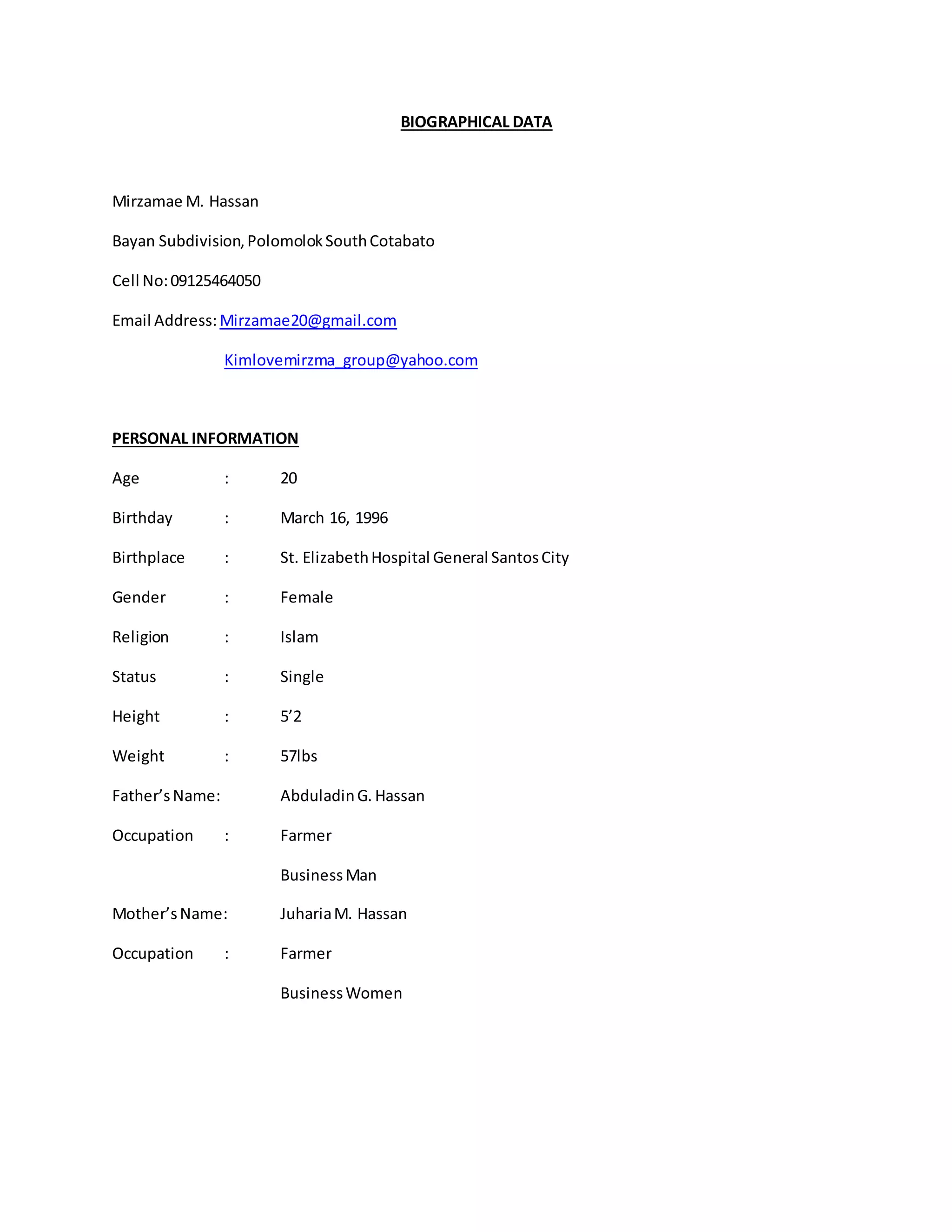 BIOGRAPHICAL DATA | DOCX