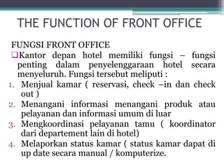 materi Front-Office HOSPITALITY RECEPTION | PPT