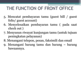 materi Front-Office HOSPITALITY RECEPTION | PPT