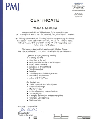 PMJ automeccnOyj Certificate | PDF