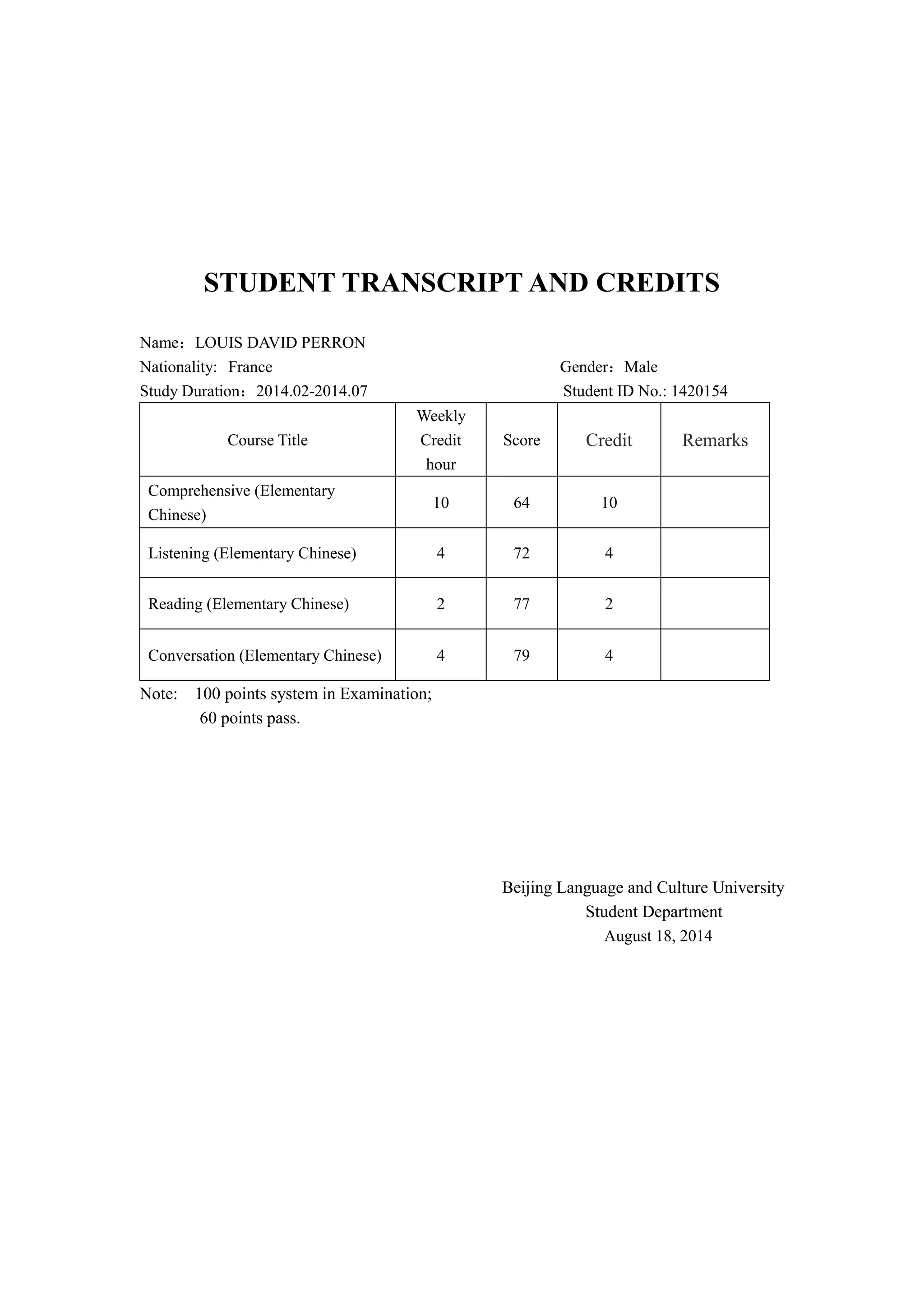Louis David Perron Transcript | PDF