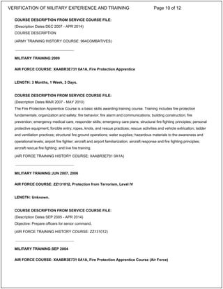 VERIFICATION OF MILITARY EXPERIENCE AND TRAINING | PDF