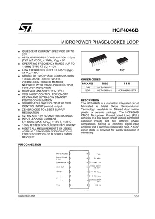 4046.pdf Datasheet de 4046 para revisión de características de IC PLL | PDF