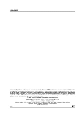 4046.pdf Datasheet de 4046 para revisión de características de IC PLL | PDF